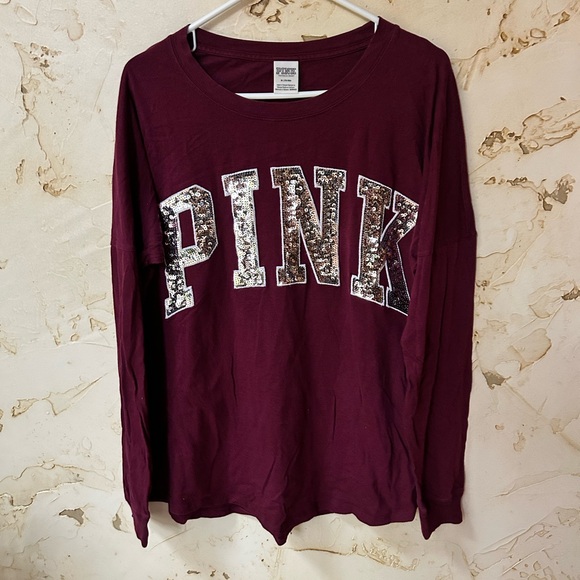 PINK Victoria's Secret | Tops | Victorias Secret Pink Sequined Long ...